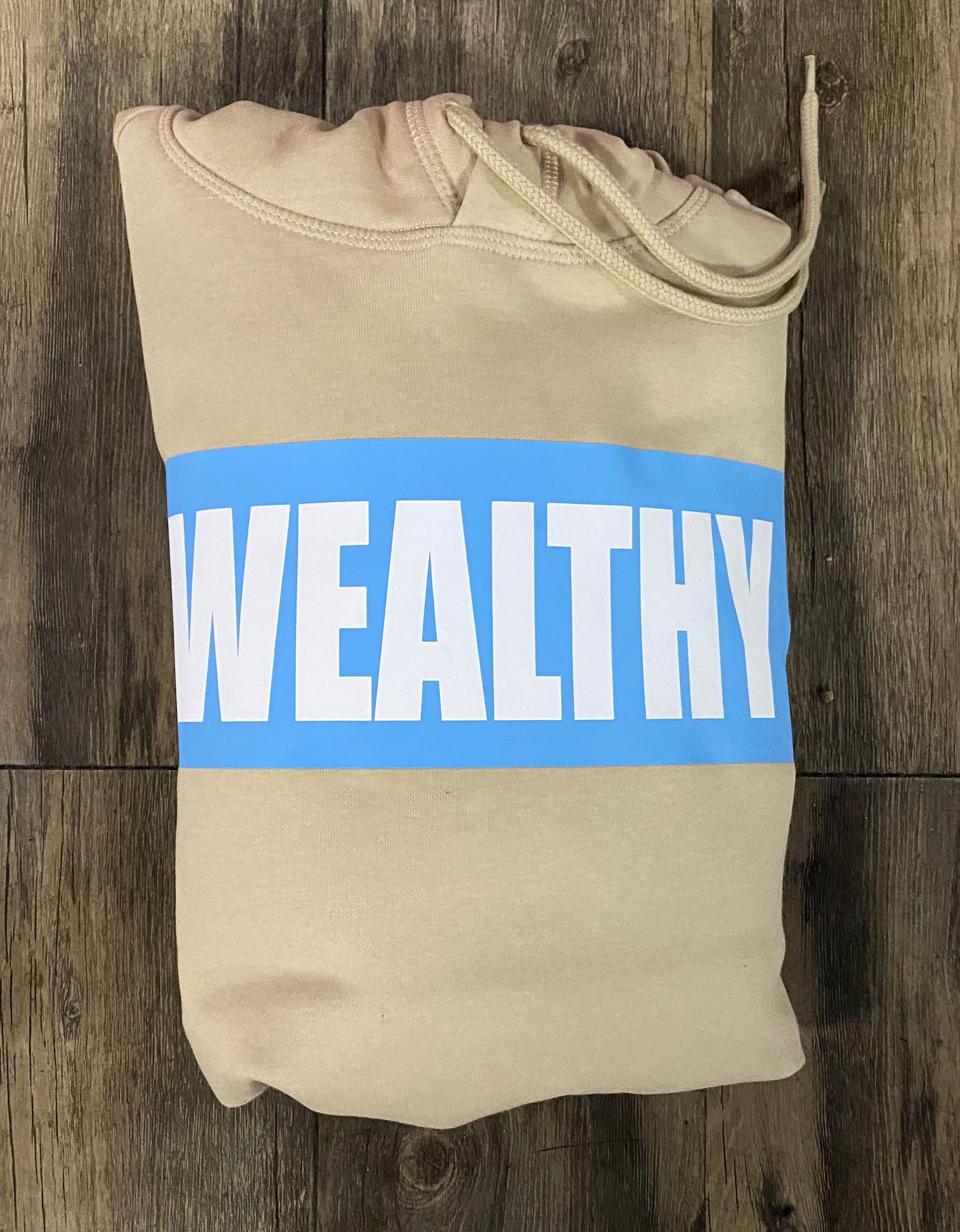Wealthy Hoodie (Tan/Baby Blue/White) – The Wealthy Store