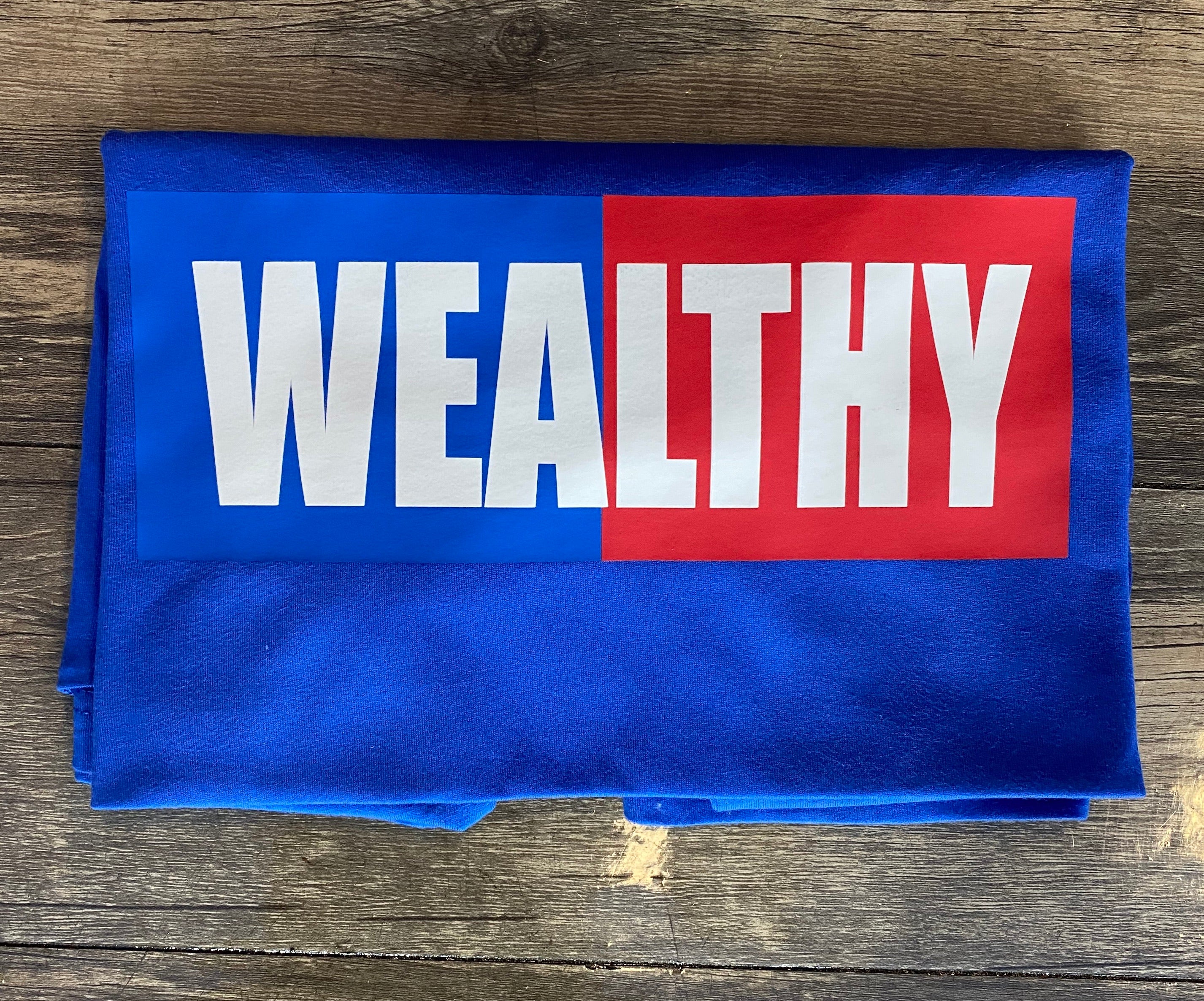 Wealthy Tee (Blue/Blue/Red/White) – The Wealthy Store