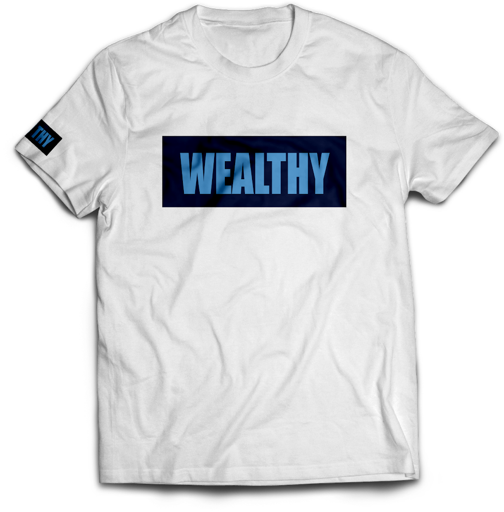 Wealthy Tee (White/Navy/Baby Blue) – The Wealthy Store