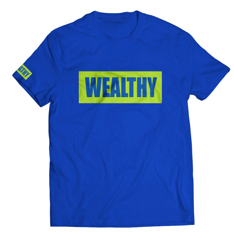 Wealthy Tee (Blue/Neon Yellow) – The Wealthy Store